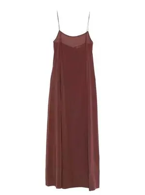 ST. AGNI Sheer Straps Maxi Slip Dress - Brown