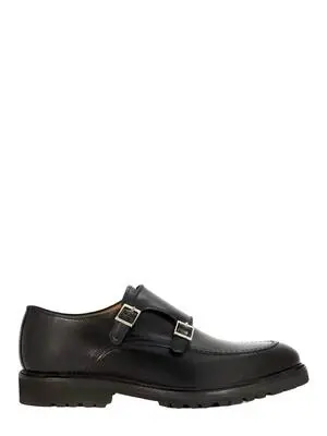 BERWICK 1707 Leather Double Buckle Loafers - Black