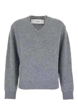 DUNST Cashmere V-neck Sweater - Grey