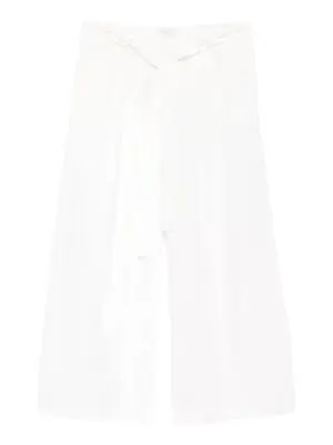 ST. AGNI Wide-leg Belted Trousers - White