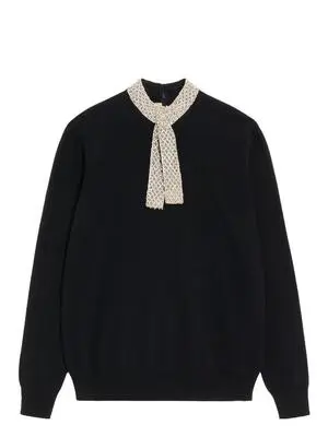 Valentino Garavani Wool Jumper With Embroidered Rhinestone Bow - Black
