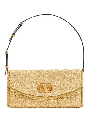 Valentino Garavani Small Shoulder Bag In Cloqué Jacquard Fabric - Gold