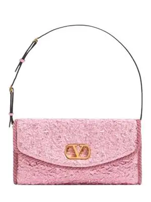 Valentino Garavani Small Shoulder Bag In Cloqué Jacquard Fabric - Pink