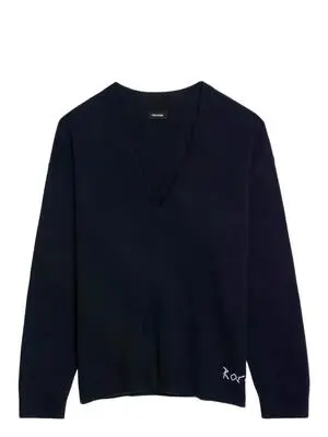 Zadig&Voltaire Swyny V-neck Embroidered Sweater - Blue