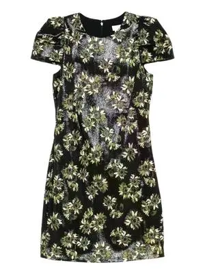 Alexander McQueen Floral Puff-sleeve Dress - Black