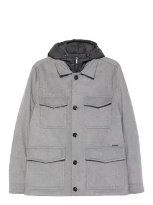 MOORER Long Sleeve Hooded Jacket - Grey
