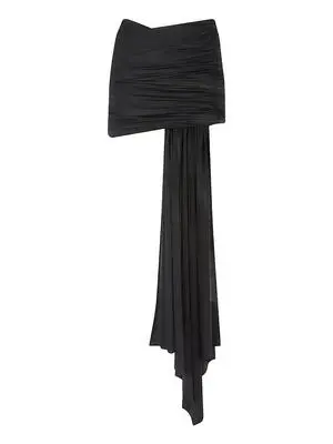 Andamane Ruched Drape Skirt - Black