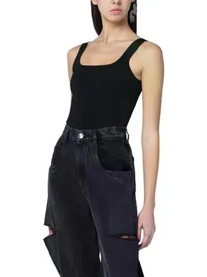 ENTIRE STUDIOS Square-neck Top - Black