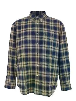 DUNST Logo-patch Striped Shirt - Blue