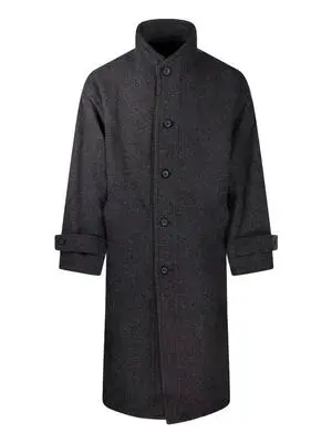 COOR Buttoned Stand-Collar Single-Breasted Coat