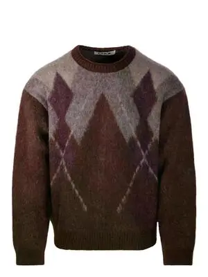 COOR Argyle-pattern Crew-neck Sweater - Brown