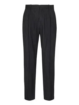 Balmain Pinstripe Wool-blend Trousers - Black