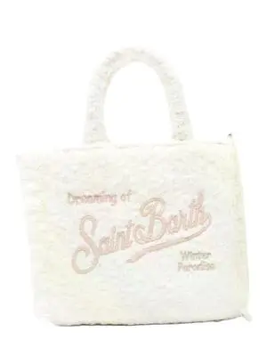 MC2 SAINT BARTH Mini Logo-Embroidered Tote Bag White