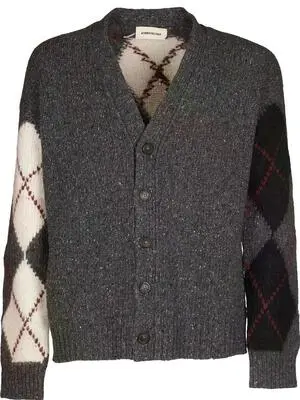 ATOMO FACTORY Argyle-pattern Button Cardigan - Grey