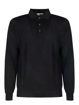 FILIPPO DE LAURENTIIS Buttoned Long-sleeved Polo Shirt - Black