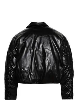 MISBHV Faux Leather Puffer Bomber Jacket - Black