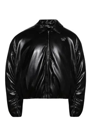 MISBHV Faux Leather Puffer Bomber Jacket - Black