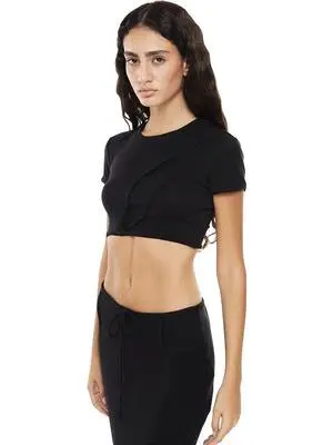 MOTHER OF ALL Cropped Short Sleeve Top - Black