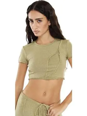 MOTHER OF ALL Cropped Short Sleeve Top - Green