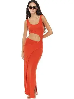MOTHER OF ALL Maxi Dress With Cut Out - Orange