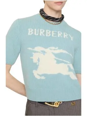 Burberry Ekd Wool Cashmere Top - Eggshell Blue