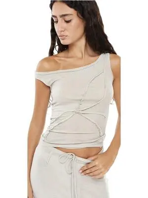 MOTHER OF ALL Off-the-Shoulder Top With Seam Details Grey