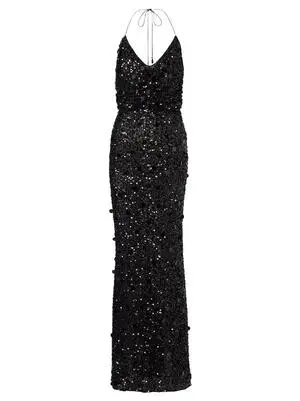Dolce & Gabbana Sequined Halterneck Gown - Black