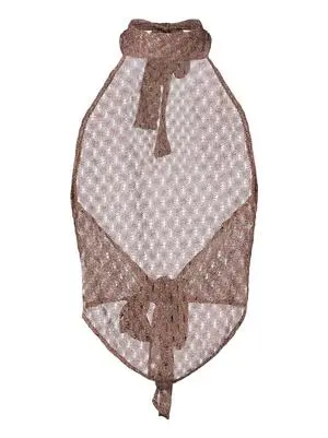 Missoni Open-knit Lamé Halterneck Top - Brown