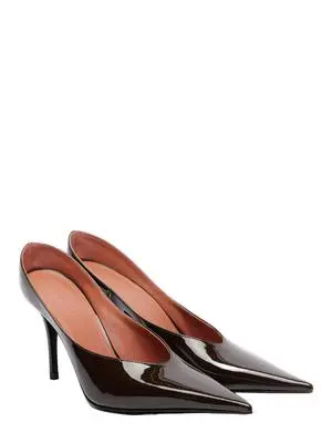 Amina Muaddi Anok 90 Patent Leather Pumps - Brown