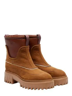 HOGAN Shearling-Lined Leather Ankle Boots