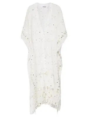 JULIET DUNN Embroidered Cotton Kaftan - White