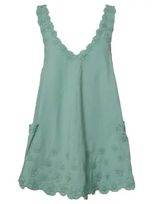 JULIET DUNN Embroidered Cotton Poplin Minidress - Green
