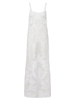 JULIET DUNN Embroidered Semi-sheer Cotton Maxi Dress - White