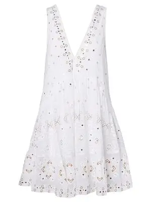 JULIET DUNN Embroidered Cotton Minidress - White