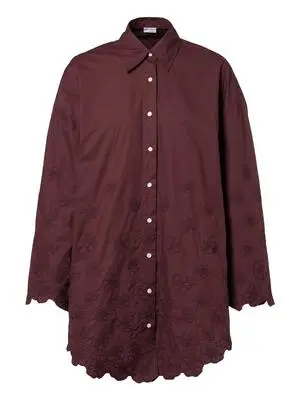 JULIET DUNN Embroidered Cotton Shirt - Brown