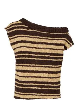 Faithfull The Brand Micah Striped Cotton-blend Top - Brown