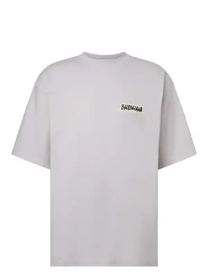 Balenciaga Logo Cotton Jersey T-shirt - Grey