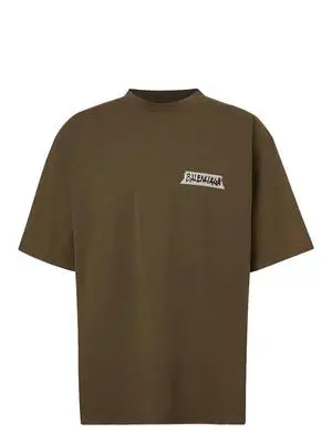 Balenciaga Logo Cotton Jersey T-shirt - Green