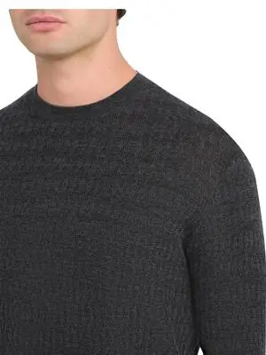 Emporio Armani Tonal Jacquard Slim-fit Crewneck Sweater - Solid Black