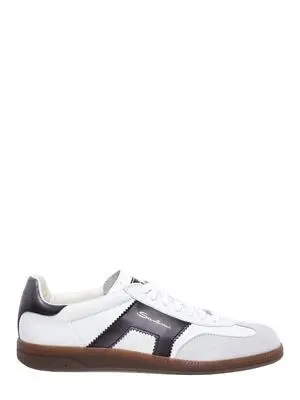 Santoni Leather And Suede Sneakers - White