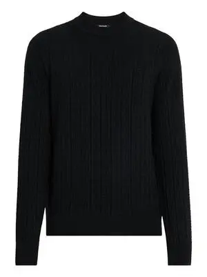 Balmain Wool Monogram Jacquard Knit Crewneck Sweater - Noir