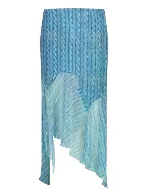 AVAVAV Asymmetric Georgette Midi Skirt - Blue