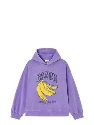 GANNI Graphic-print Hoodie - Purple