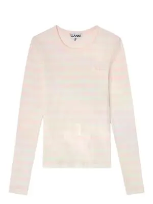 GANNI Striped Long-sleeved Top - Pink
