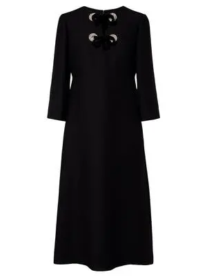 Valentino Garavani Crepe Couture Embellished Midi Dress - Black