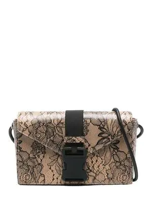 CHRISTOPHER KANE Floral Buckle Shoulder Bag - Brown