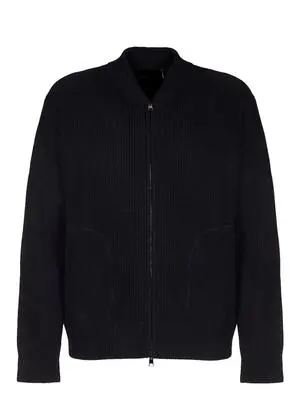 ROBERTO COLLINA Zipped Ribbed Cardigan - Black