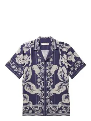 Orlebar Brown Maitan Camp-collar Printed Linen Shirt - Blue