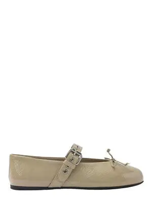 Miu Miu Buckle Bow Ballet Flats - Neutrals