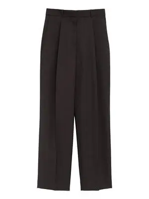 THE ROW Mikkela Wool Trousers - Brown